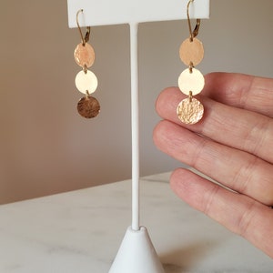 Triple Disc Earrings Gold Earrings Gold Disc Earrings - Etsy