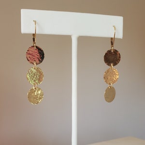 Triple Disc Earrings Gold Earrings Gold Disc Earrings - Etsy