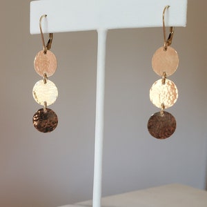 Triple Disc Earrings Gold Earrings Gold Disc Earrings - Etsy