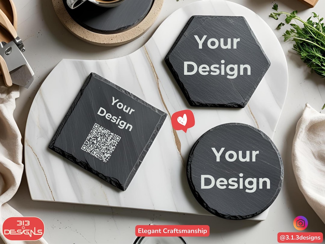 Custom Engraved Slate Coasters – Logo, QR Code Corporate Gifts - Etsy