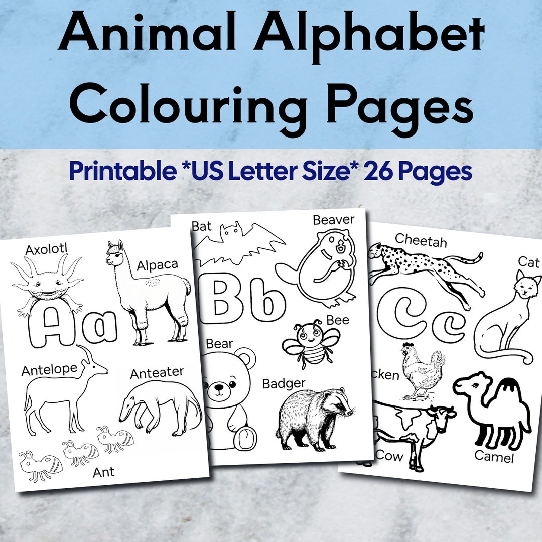 Animal Alphabet Colouring Pages Instant Download PDF, Educational ...