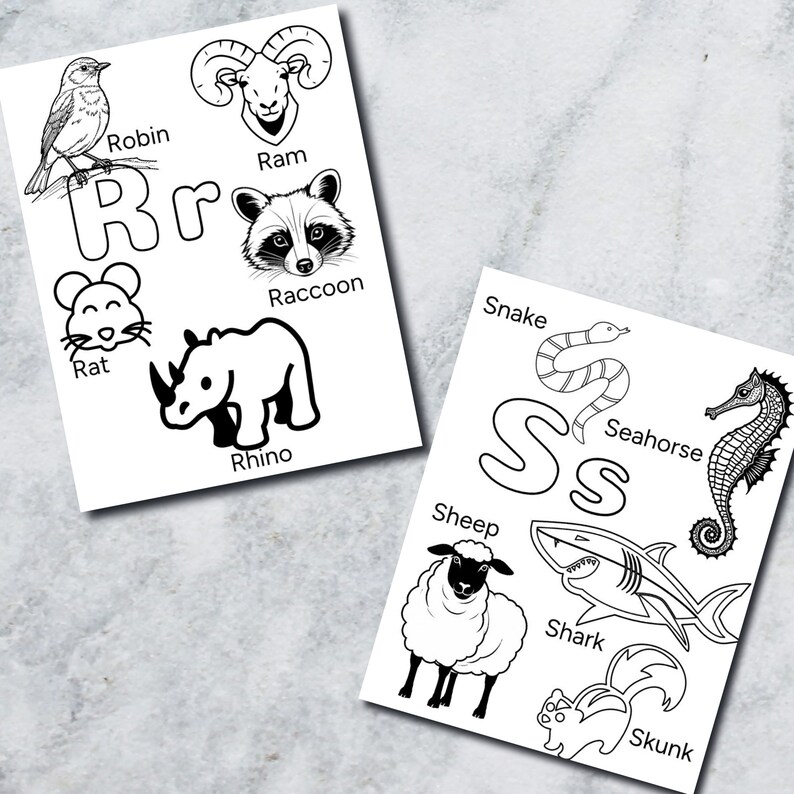 Animal Alphabet Colouring Pages Instant Download PDF, Educational ...