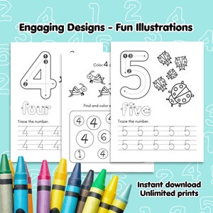 Number Tracing & Coloring 1-10, Printable Worksheets for Kids ...