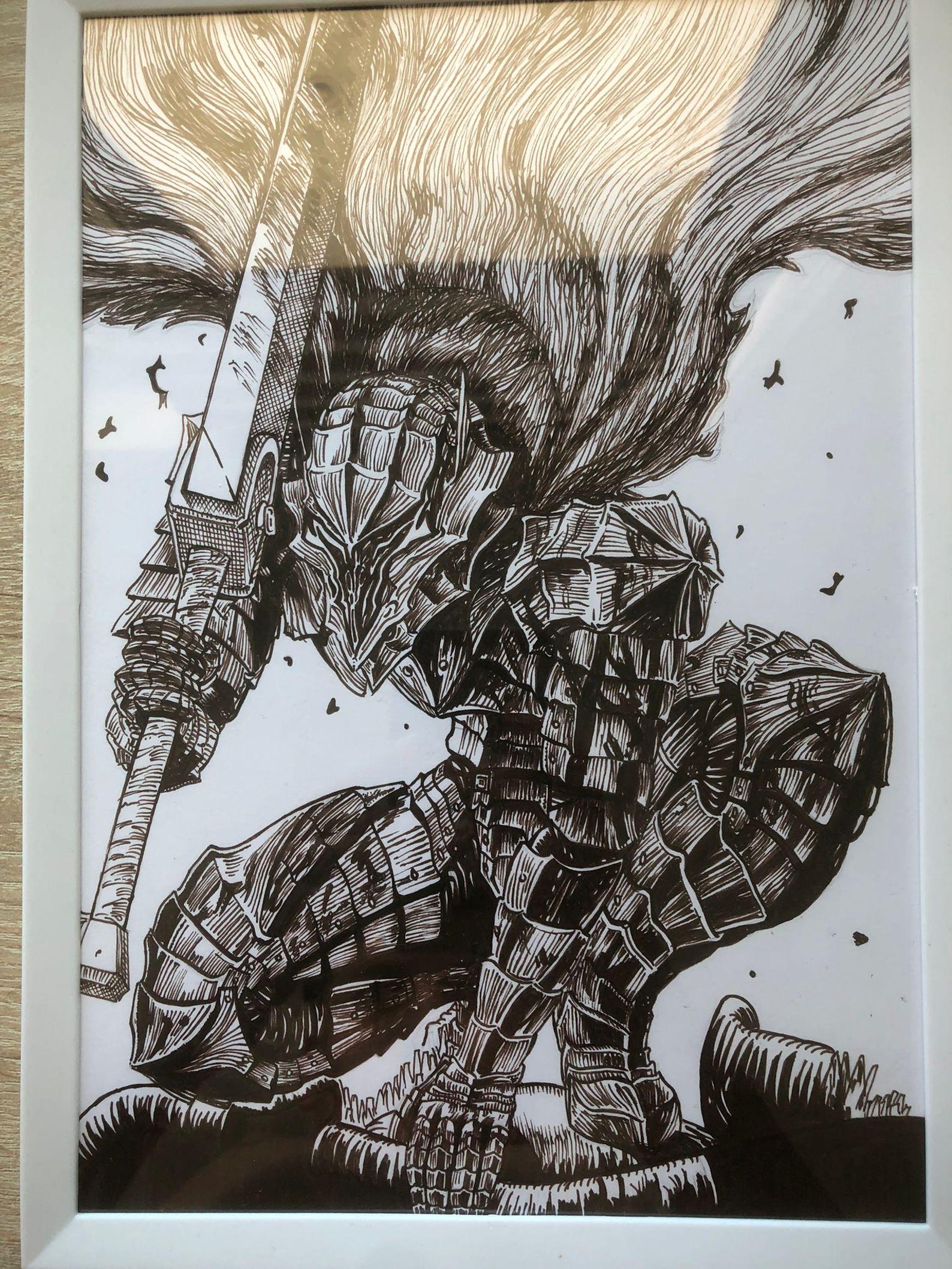 Guts Drawing From Berserk,manga Drawing,hand Made Berserk Drowing on A4 ...