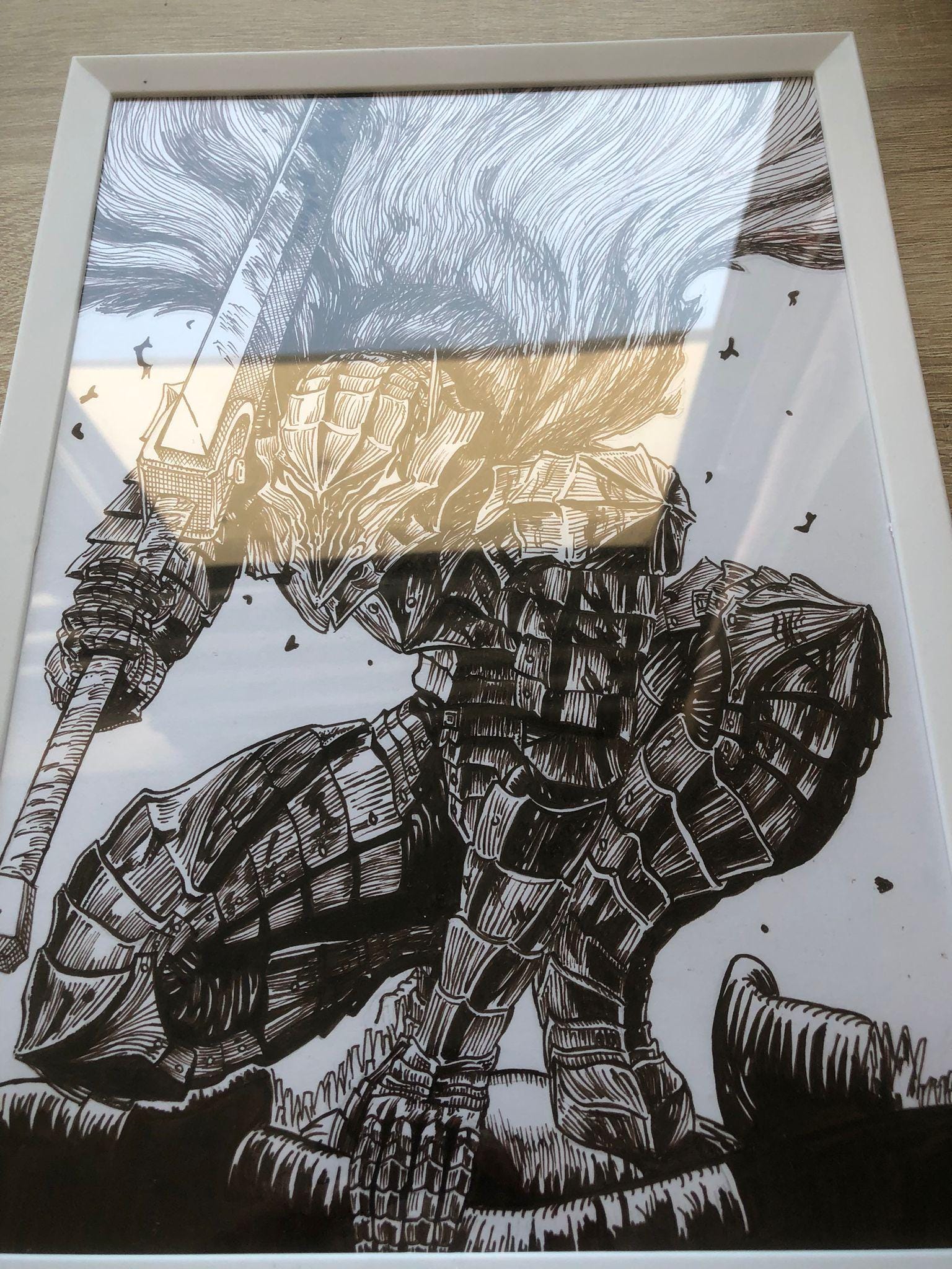 Guts Drawing From Berserk,manga Drawing,hand Made Berserk Drowing on A4 ...