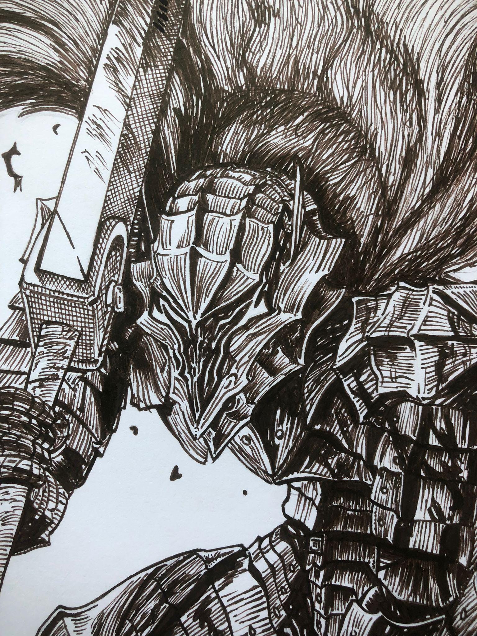 Guts Drawing From Berserk,manga Drawing,hand Made Berserk Drowing on A4 ...