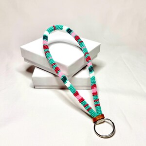 Beaded Keychain Wristlet, Native Style Beaded Keychain, Seed Bead ...