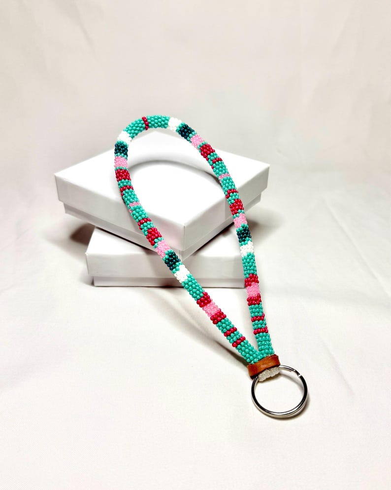 Beaded Keychain Wristlet, Native Style Beaded Keychain, Seed Bead ...