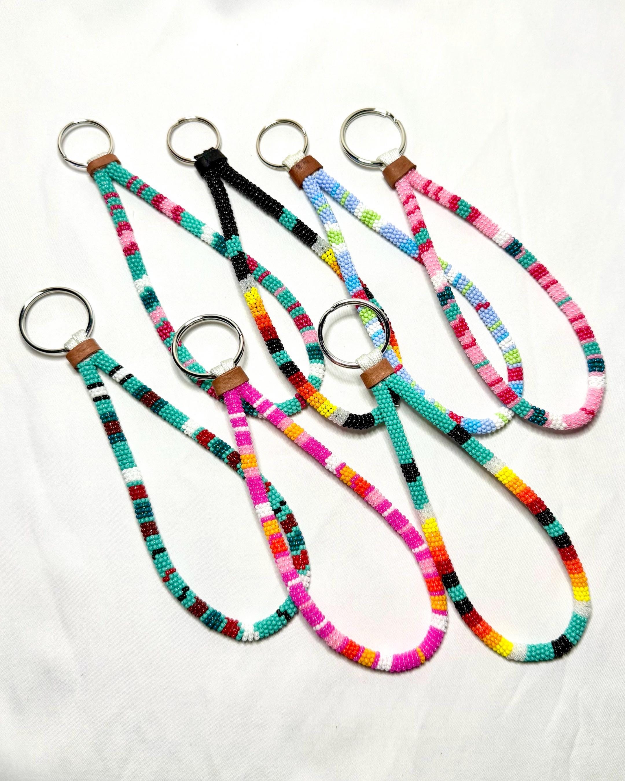 Beaded Keychain Wristlet, Native Style Beaded Keychain, Seed Bead ...