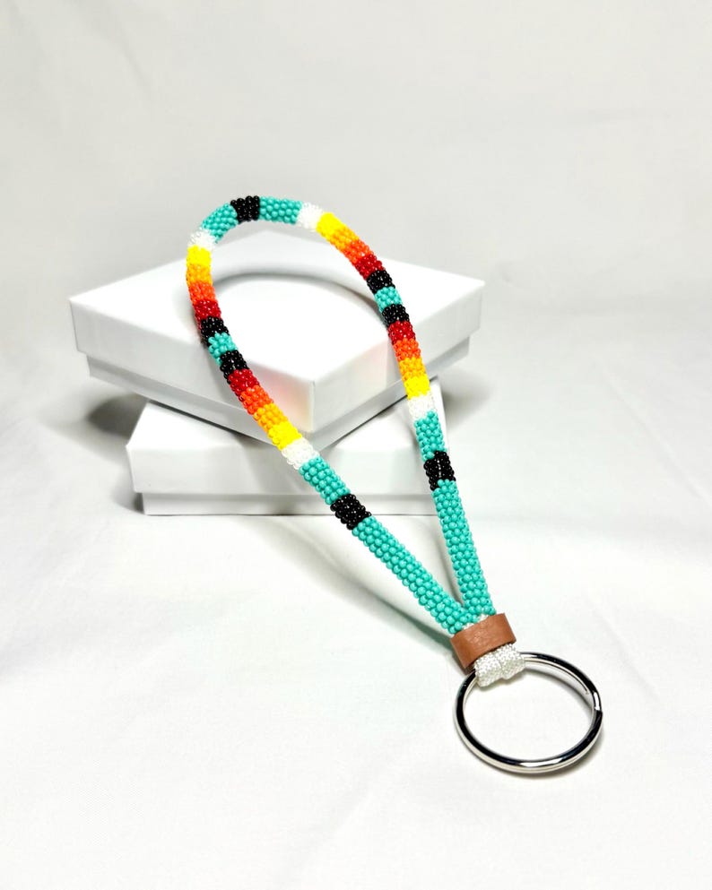 Beaded Keychain Wristlet, Native Style Beaded Keychain, Seed Bead ...