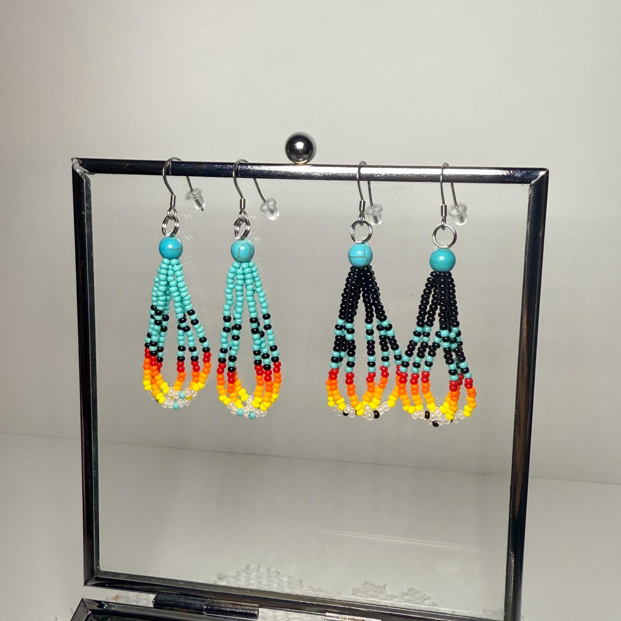 Native Style Seed Bead Dangle Earrings: Western Beadwork - Etsy
