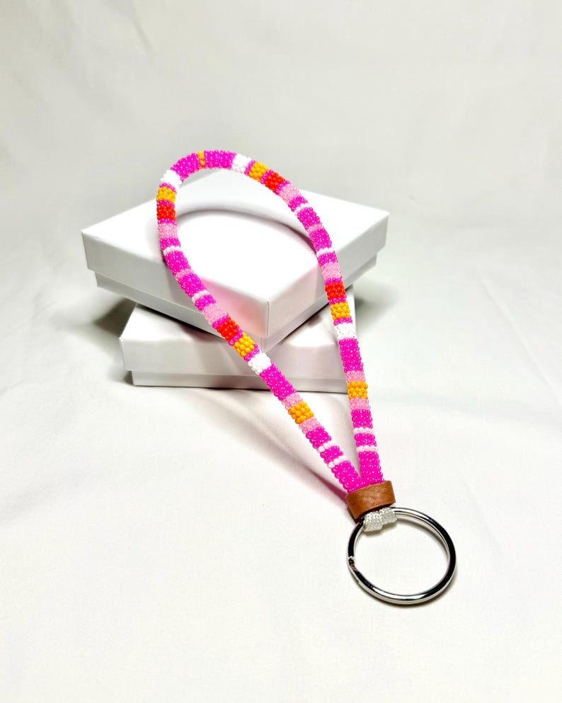 Beaded Keychain Wristlet, Native Style Beaded Keychain, Seed Bead ...