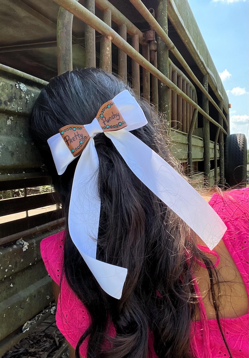 Western Hair Bow, Western Hair Accessories, Leather Bow, Western ...