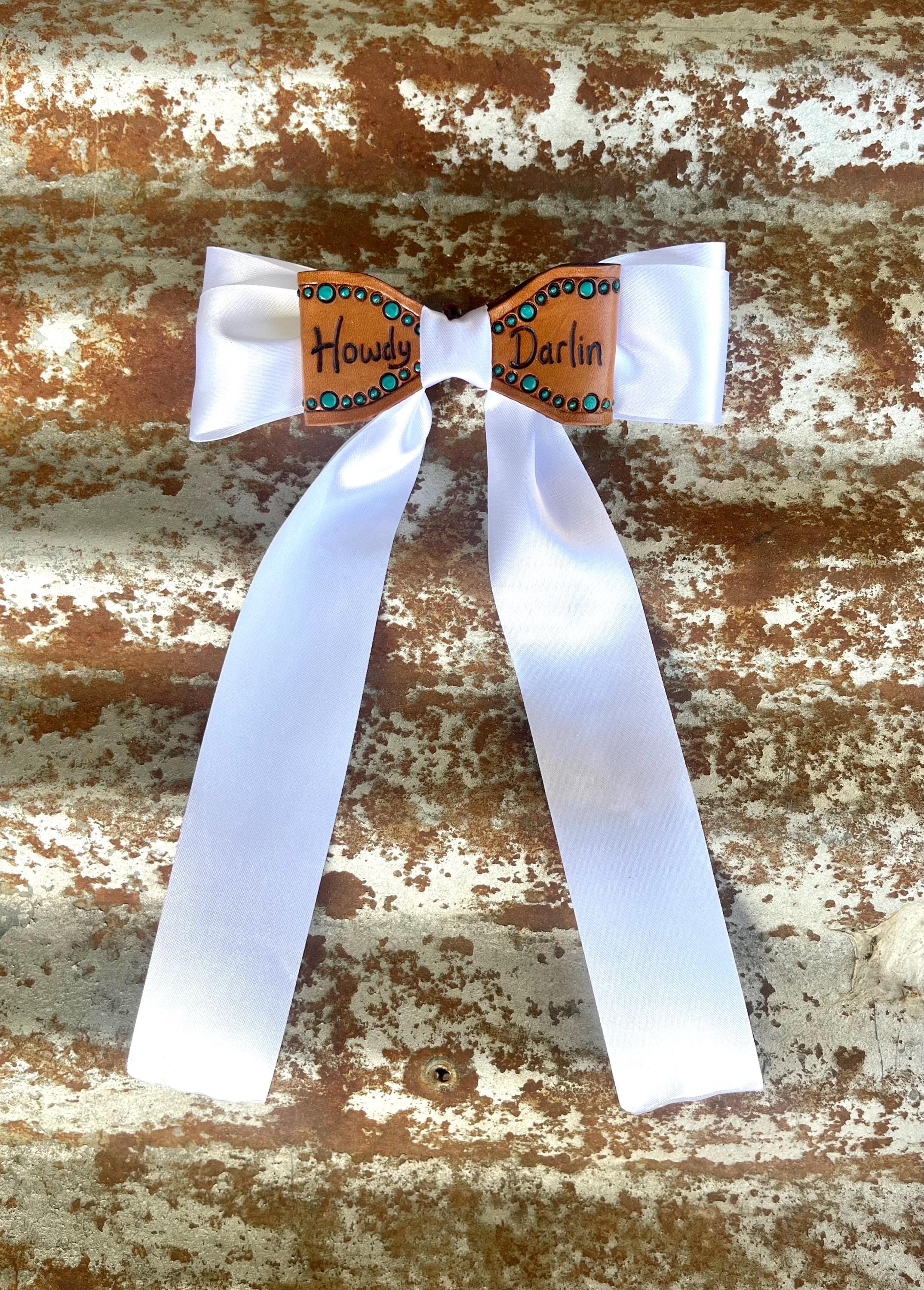 Handmade Western Leather Hair Bow: Turquoise Painted Barrette - Etsy