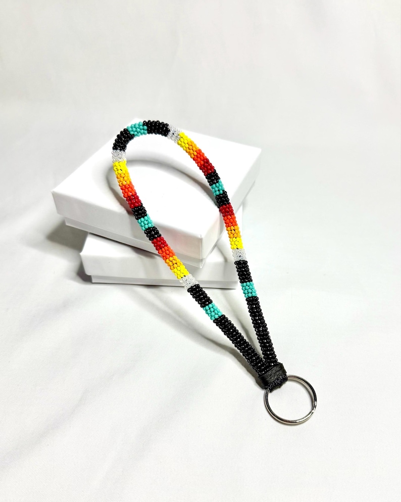 Beaded Keychain Wristlet, Native Style Beaded Keychain, Seed Bead ...