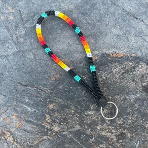 Beaded Keychain Wristlet, Native Style Beaded Keychain, Seed Bead ...