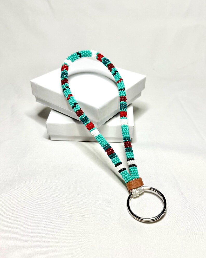 Beaded Keychain Wristlet, Native Style Beaded Keychain, Seed Bead ...