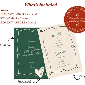 Invitation, Menu Card and Name Cards for Your Wine Tasting Birthday ...