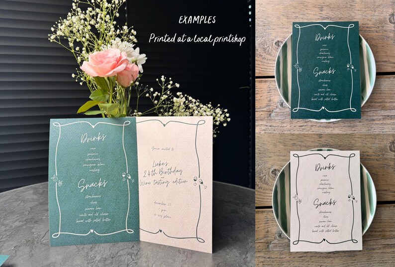 Invitation, Menu Card and Name Cards for Your Wine Tasting Birthday ...
