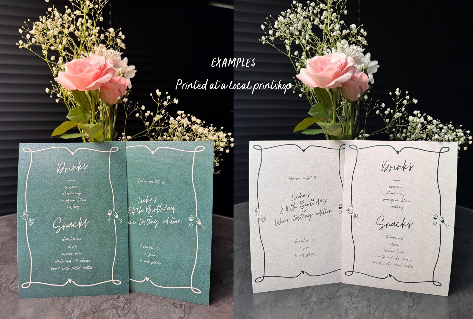 Invitation, Menu Card and Name Cards for Your Wine Tasting Birthday ...