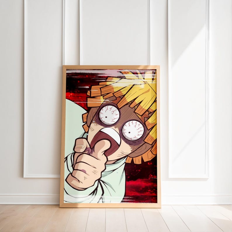 Zenitsu Scream Poster, Demon Slayer Canvas, Anime Poster, Anime Wall ...