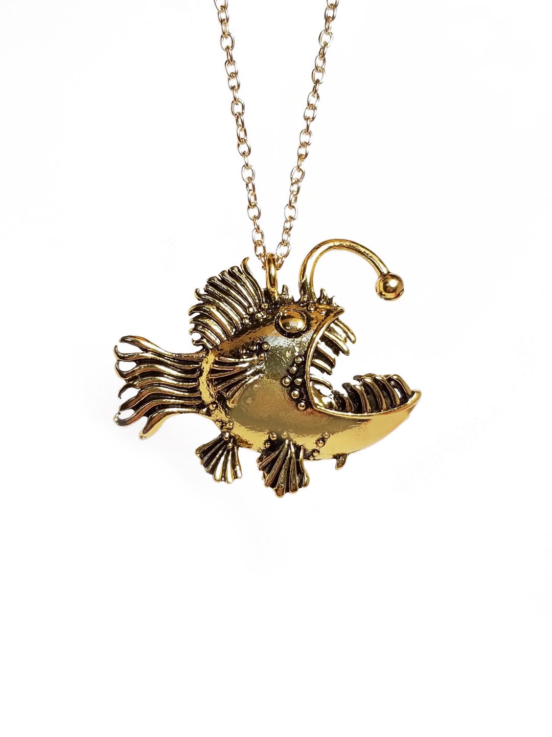 Angler Fish Necklace | Unique Ocean Creature Jewelry | Funny Gift ...
