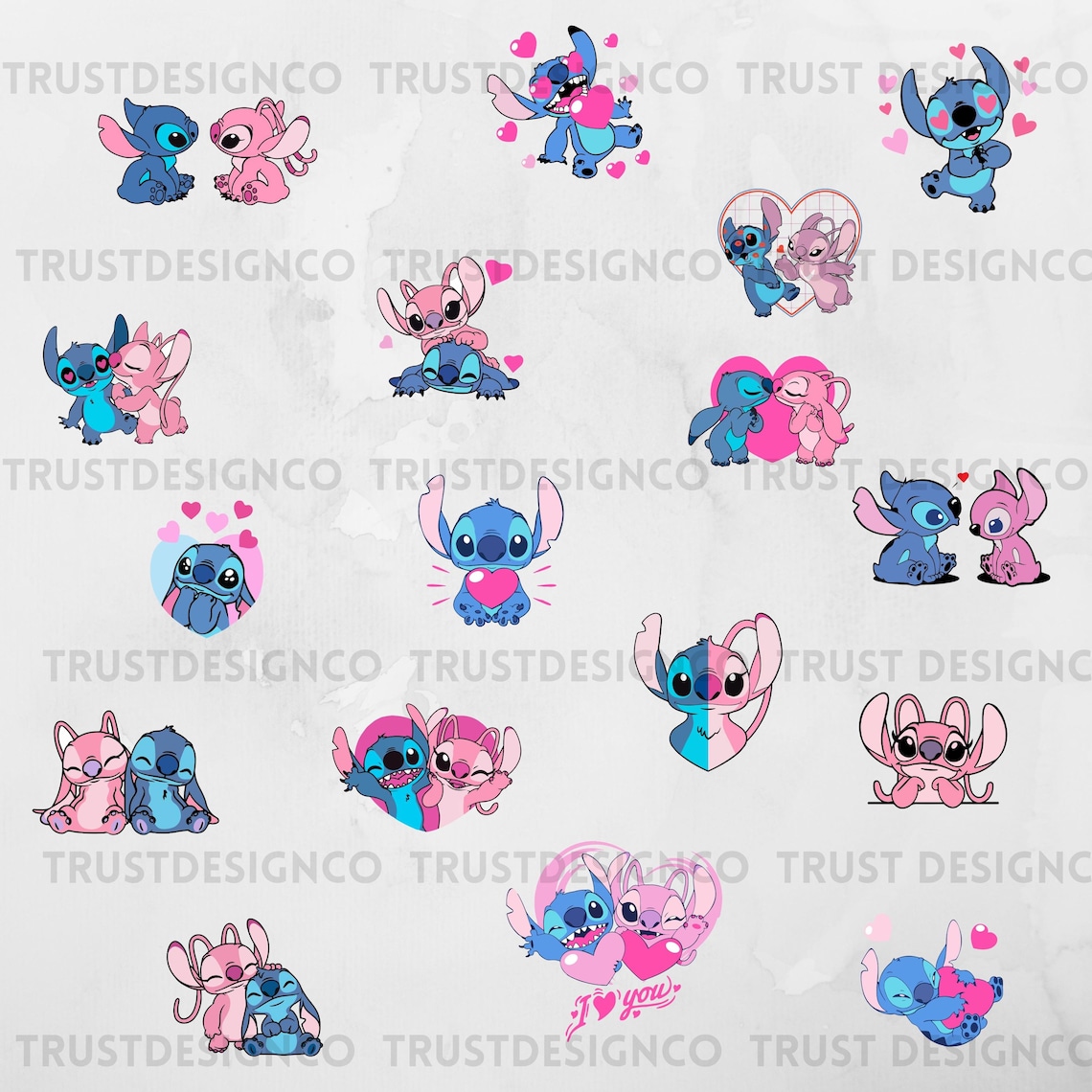 Paquete SVG de Stitch, Clipart de Stitch, Lilo y Stitch Svg, Angel Love ...