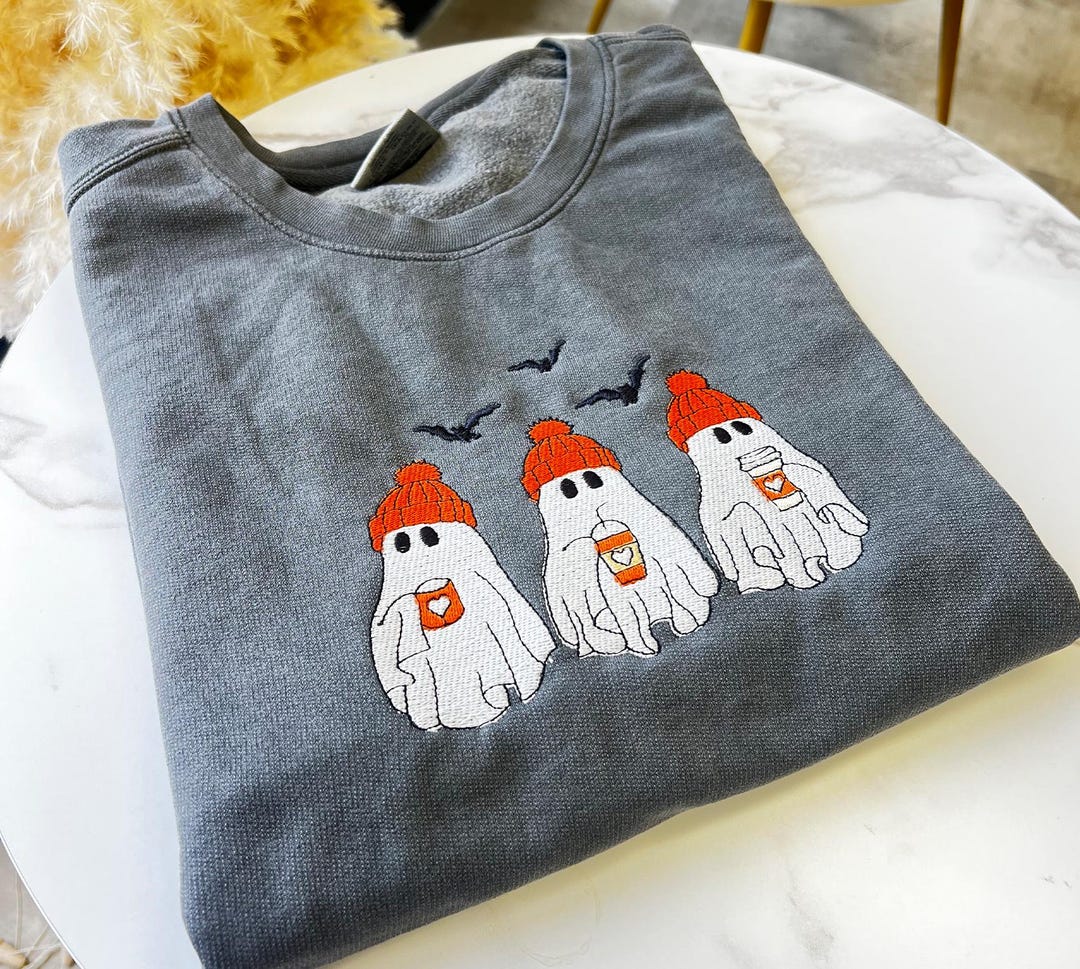 Embroidered Cute Ghosts Comfort Colors ® Shirt, Summerween, Spooky ...
