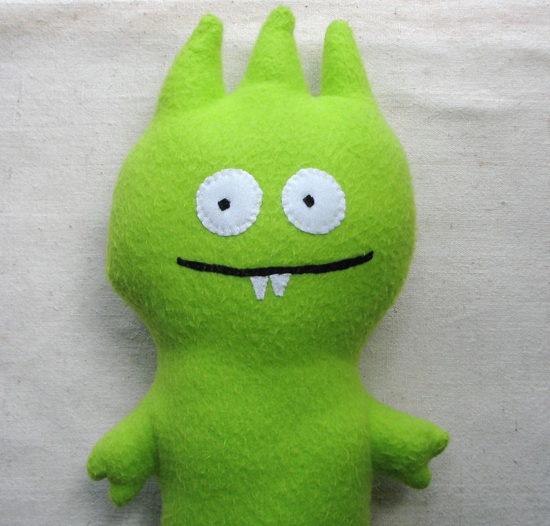 Plush Monster, Soft Alien Fantasy Creature in Lime Green Fleece, 13.5 ...