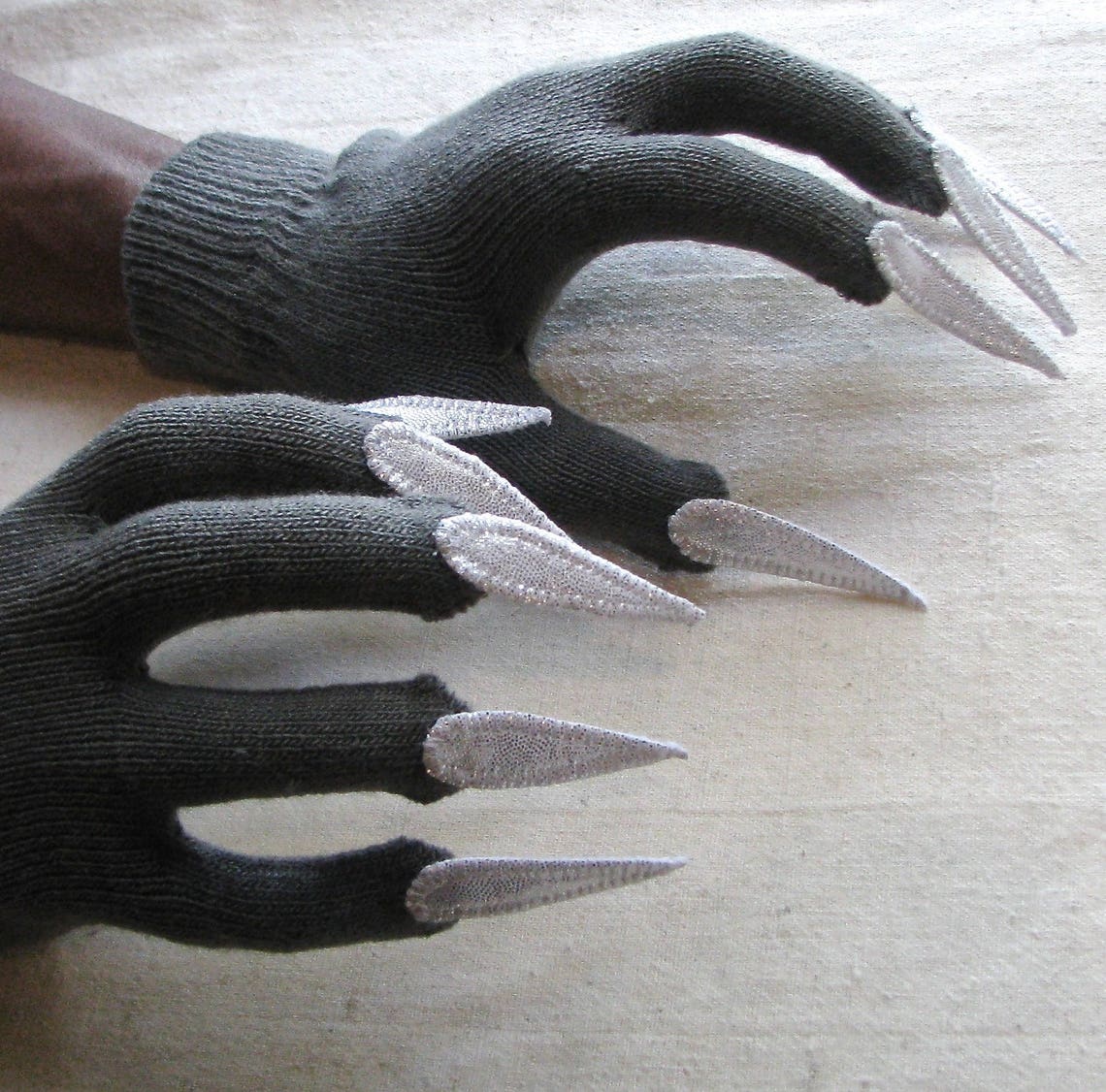 Gloves With Claws Dark Gray and Silver for Halloween Costume | Etsy