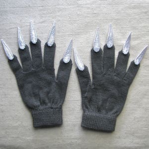 Gloves With Claws, Dark Gray and Silver, for Halloween Costume or ...