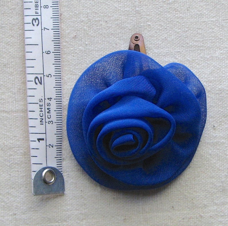 Rose Hair Clip, in Royal Blue Chiffon, Small - Etsy