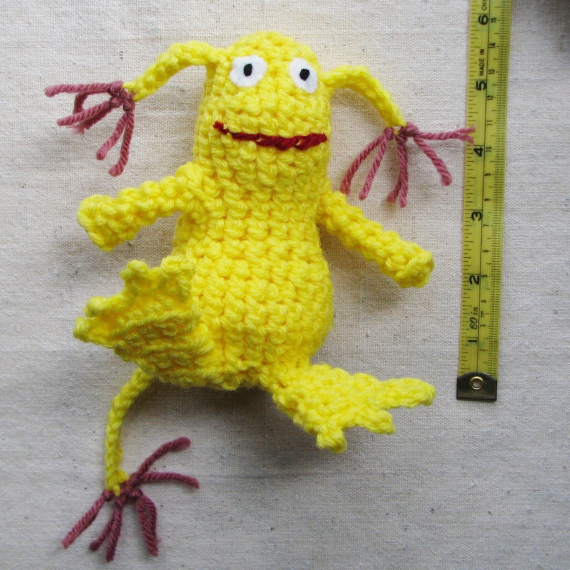 Whimsical Monster Crocheted in Bright Lemon Yellow With Dusty | Etsy