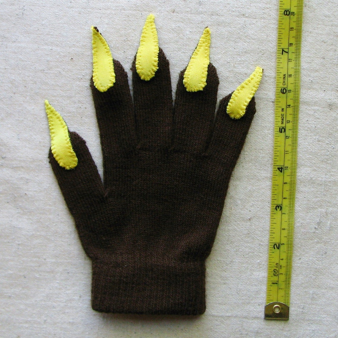Gloves With Claws Brown and Yellow for Halloween Costume or | Etsy