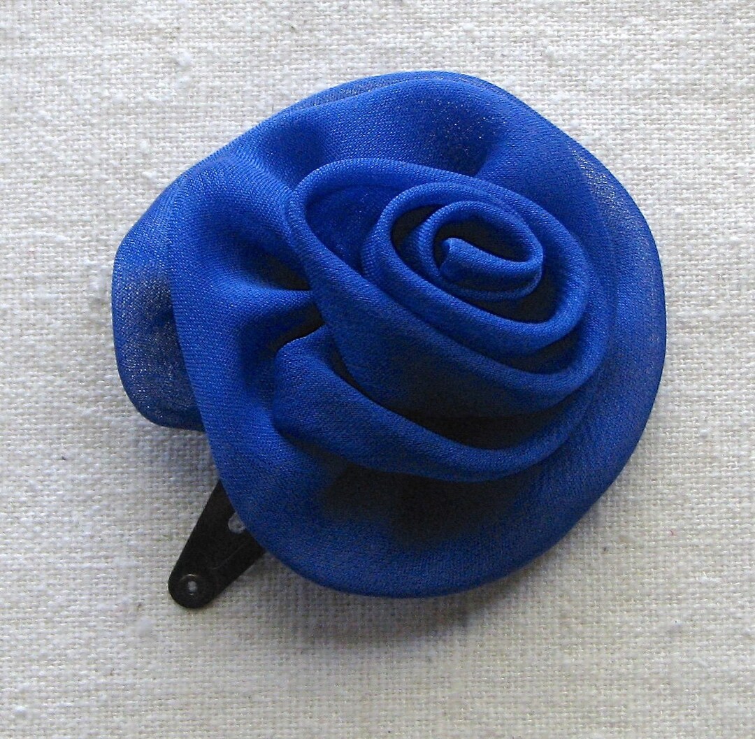 Rose Hair Clip, in Royal Blue Chiffon, Small - Etsy