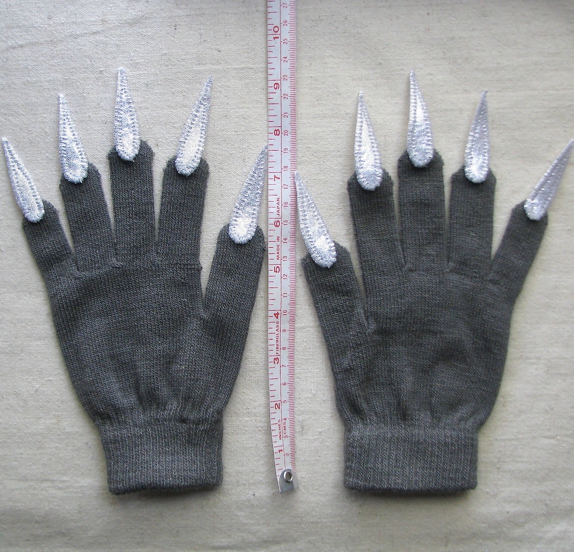Gloves With Claws, Dark Gray and Silver, for Halloween Costume or ...