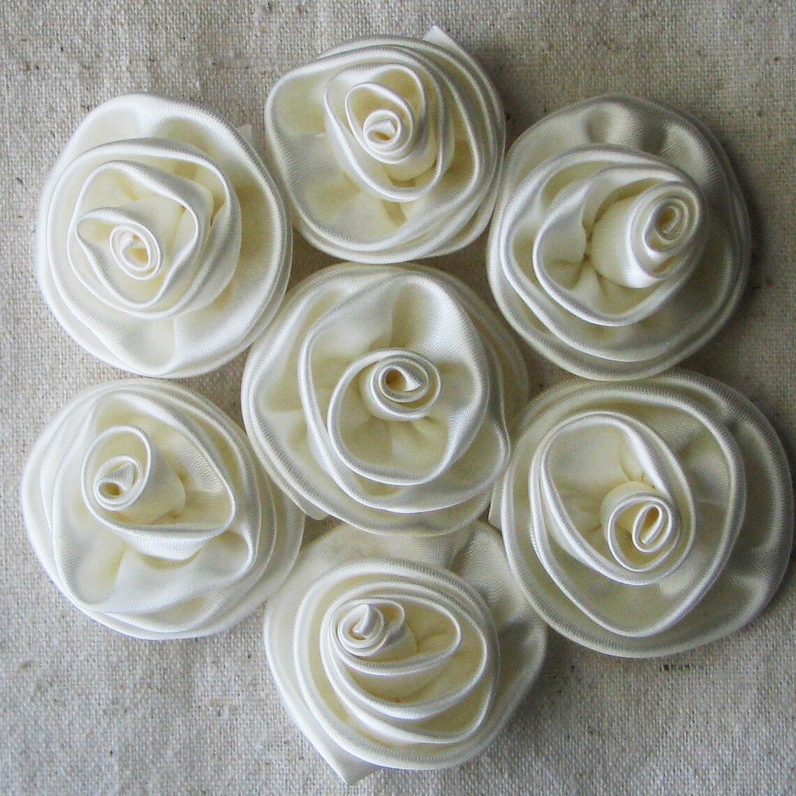 Ivory Satin Rose for Applique and Embellishment Plain Back 1 - Etsy