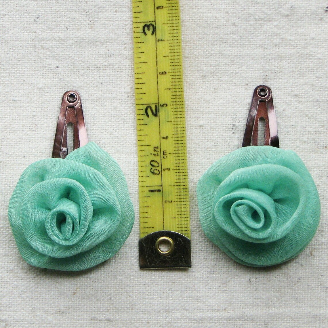 Rose Hair Clips, in Mint Green Chiffon, Set of 2 Small Hair Flowers - Etsy