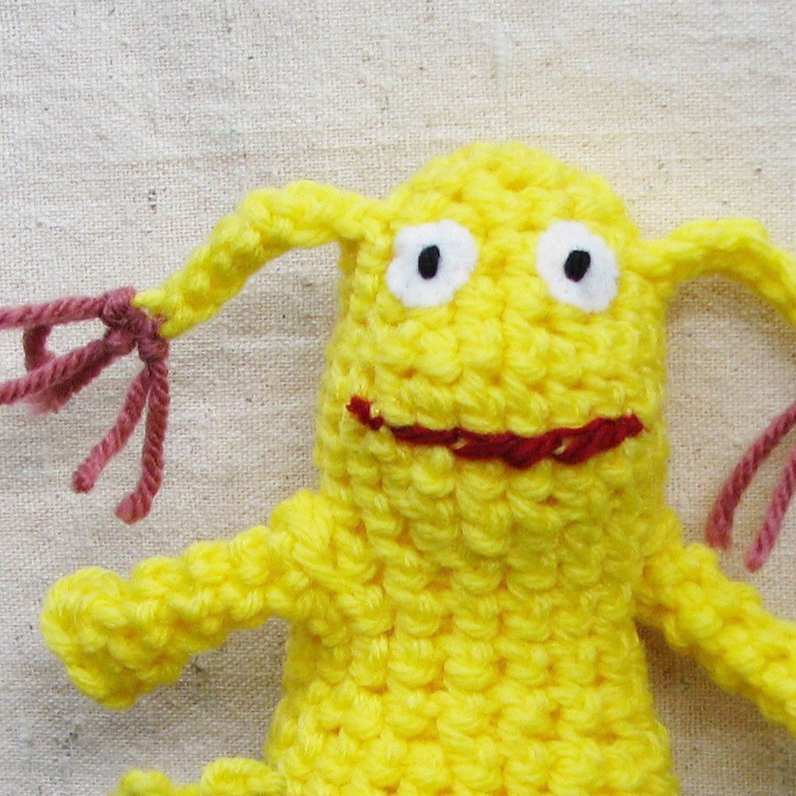 Whimsical Monster Crocheted in Bright Lemon Yellow With Dusty | Etsy