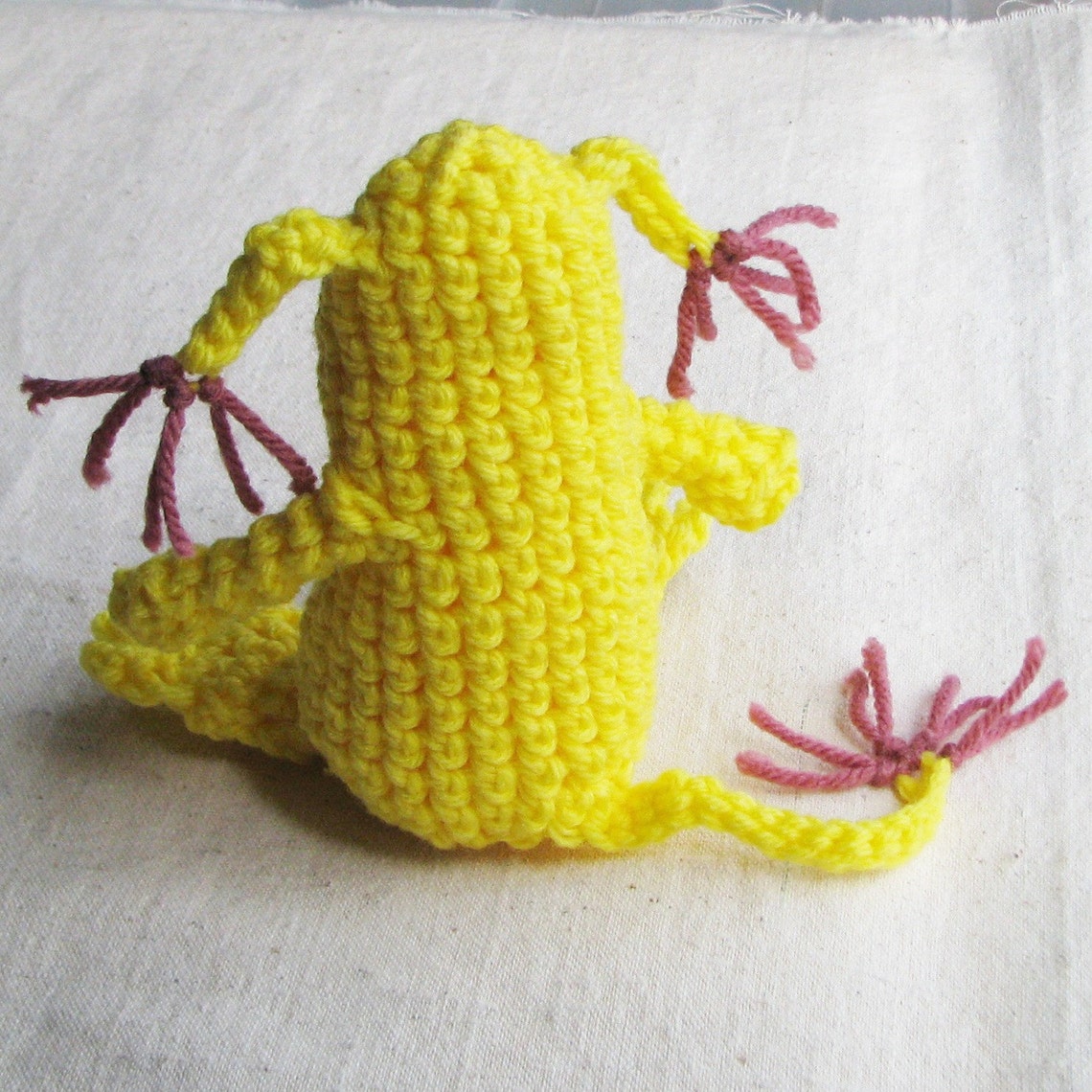 Whimsical Monster Crocheted in Bright Lemon Yellow With Dusty | Etsy