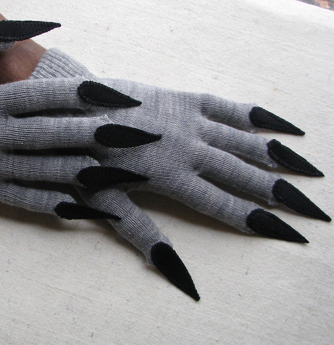 Claw Gloves Gray and Black for Halloween Costume or Pretend | Etsy