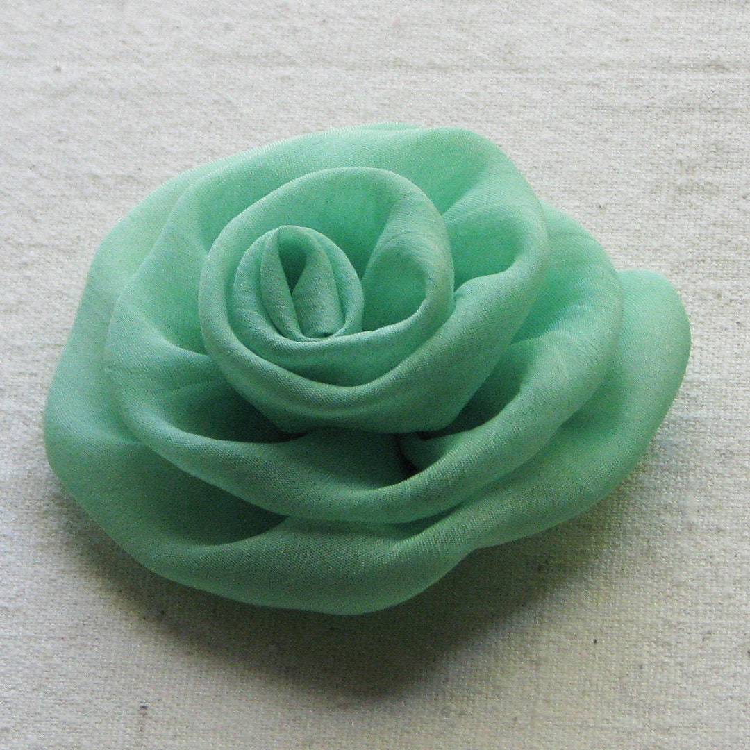 Rose Hair Clip in Mint Green Chiffon, Medium - Etsy
