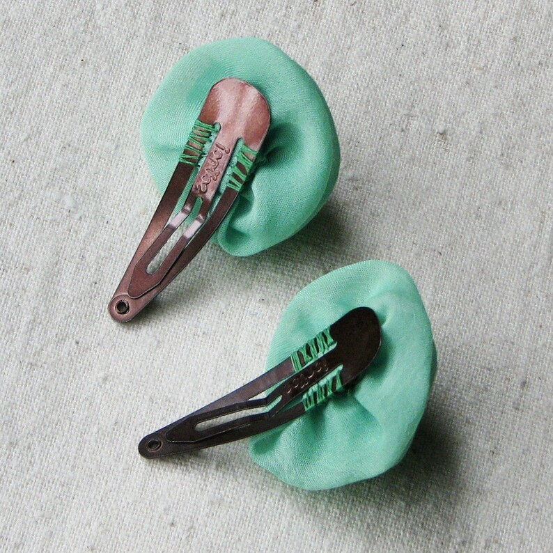 Rose Hair Clips in Mint Green Chiffon Set of 2 Small Hair | Etsy