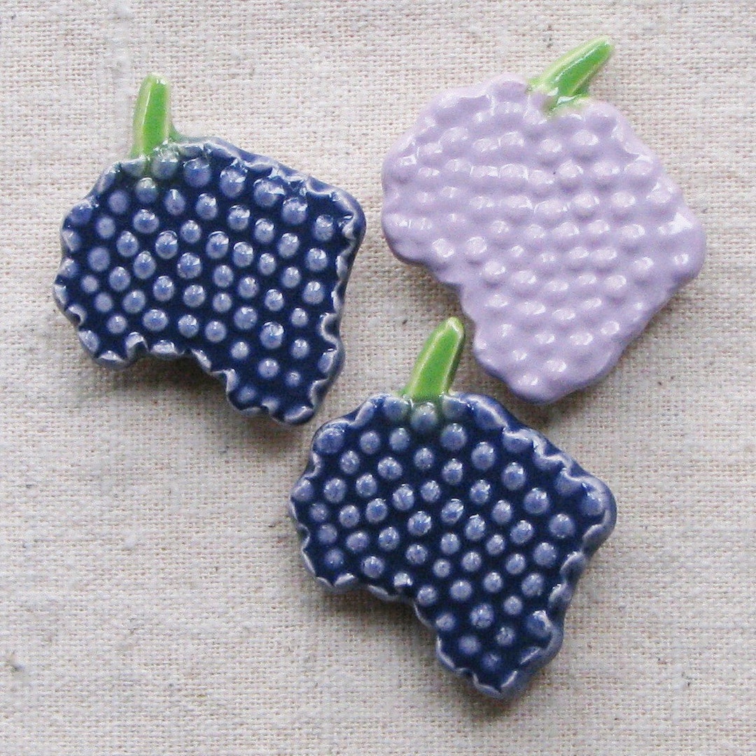 Grape Fridge Magnets, Glazed Ceramic Grape Clusters in Dark Purple and ...