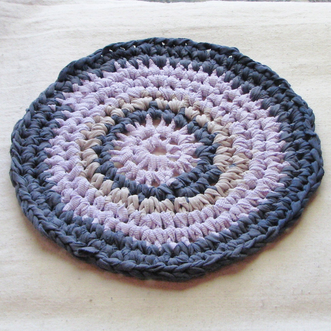 Round Trivet, Crocheted From Eco-friendly Cotton T-shirt Yarn, Large 11 ...