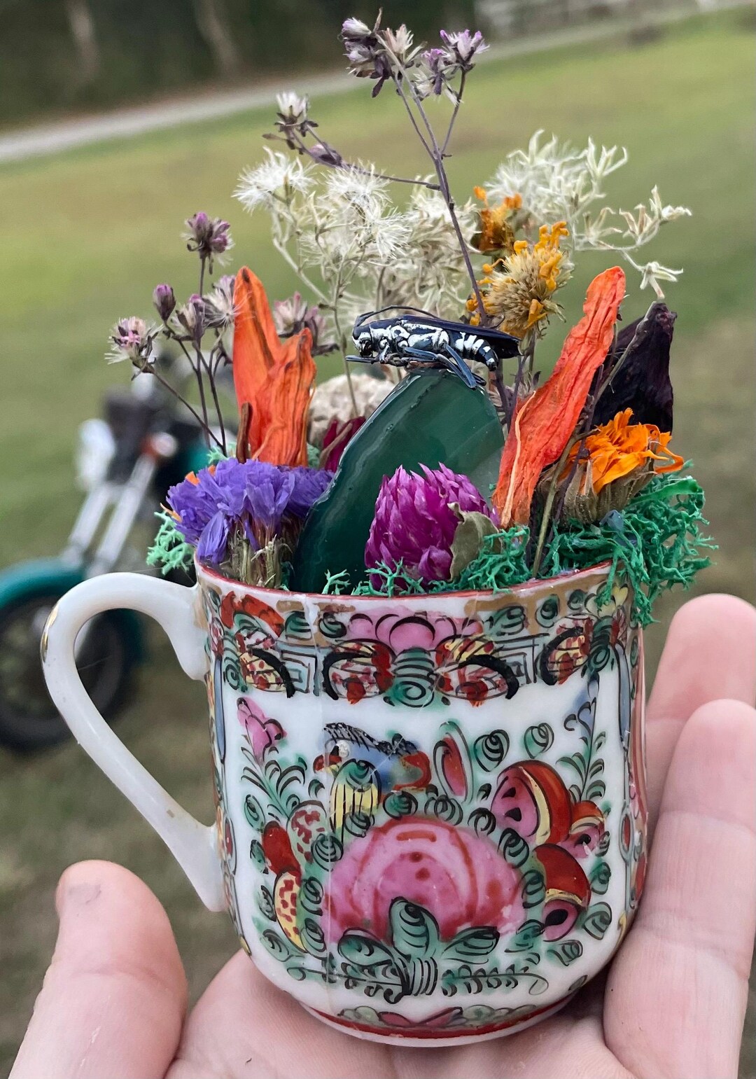 Porcelain Tea Cup, Tea Cup, Flowers, Bugs, Oddities. - Etsy