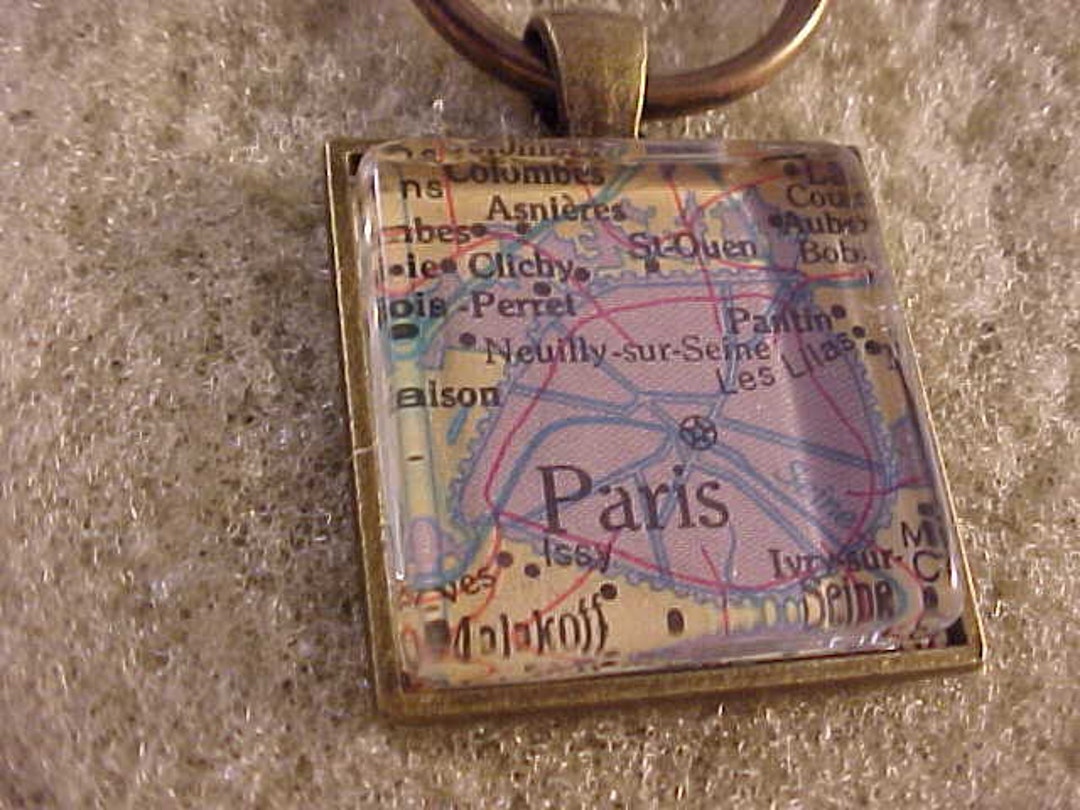 Atlas Map Key Chain / Paris Key Chain / Map Keychain / Paris Key Ring ...