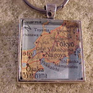 Atlas Map Key Chain / Tokyo Japan Key Ring / Map Key Ring - Etsy