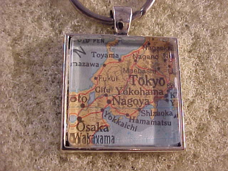 Atlas Map Key Chain / Tokyo Japan Key Ring / Map Key Ring - Etsy
