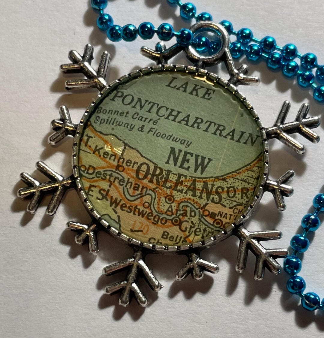 New Orleans Vintage Atlas Map Snowflake Christmas Ornament - Etsy